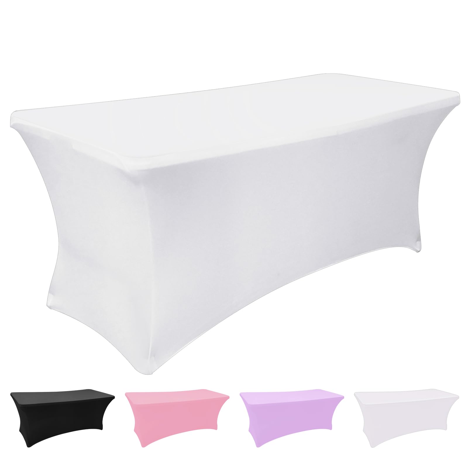 Grantop White Stretchable Spandex Tablecloth, 4FT Tight Fitted Stretchy ...
