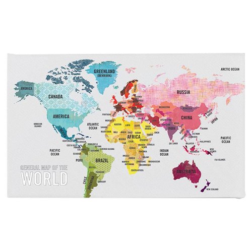 BasicGrey Recess World Map Canvas Art: Amazon.com: Books