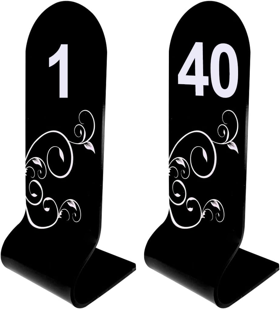 Amazon.com: Table Numbers 1-40 Double Side White Numbers on L Shape ...