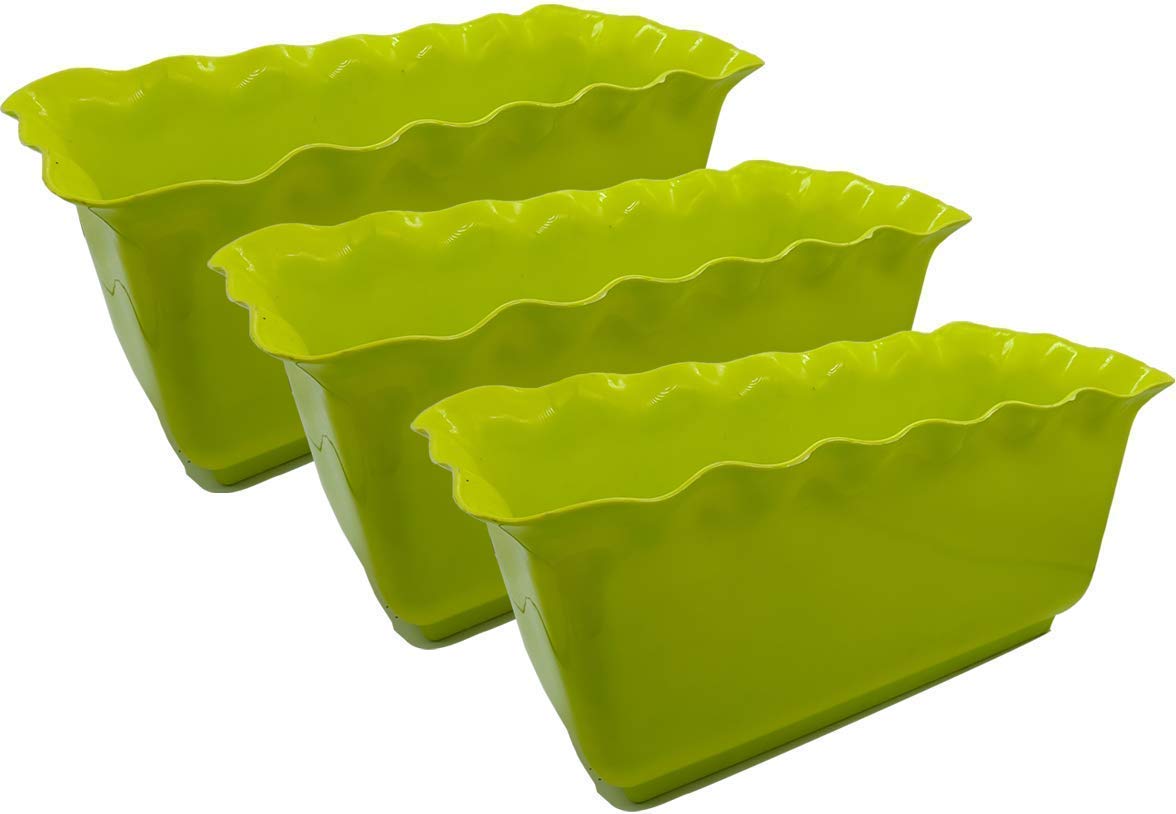 EaglesFord Rectangle Shaped Flower Pots 14" (Green) - Set of 2 : Amazon ...