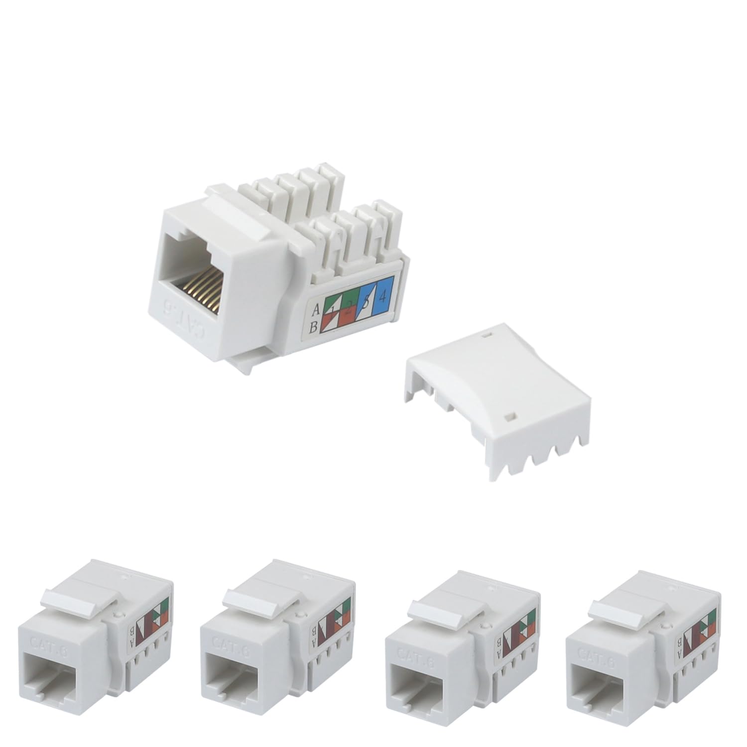 Amazon.com: JIECHENG 5-Pack RJ45 Keystone Jack,Cat6 Keystone Jacks in ...