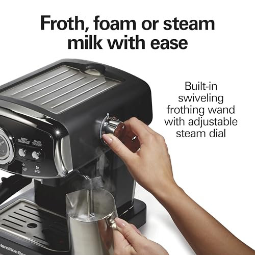 Hamilton Beach Slide & Lock Espresso Machine With Milk Frother Steam ...