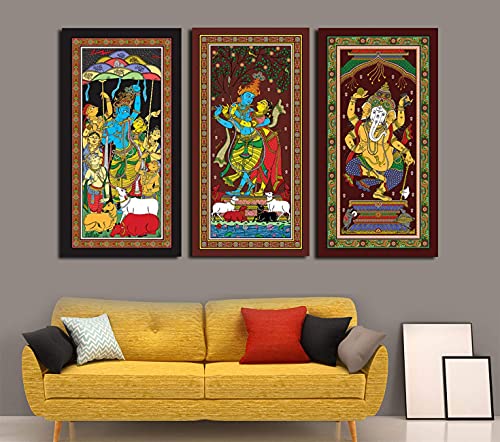 IMAGING CANVAS Odisha Traditional Pattachitra Indian God | Framed Wall ...