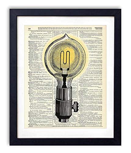 Amazon.com: Antique Glowing Light Bulb, Vintage Dictionary Art Print ...