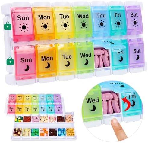 Amazon.com: Shintop Am Pm Pill Organizer 7 Day, Push Button Weekly Pill ...