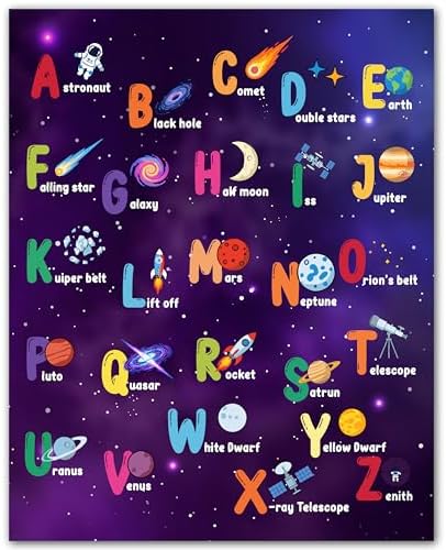 Amazon.com: ZUKIY Alphabet Space Learning Poster - Space Alphabet ...