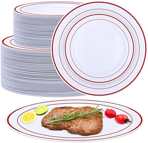 Amazon.com: 100 Pieces Party Plates Disposable Dinnerware Set 50 Guests ...