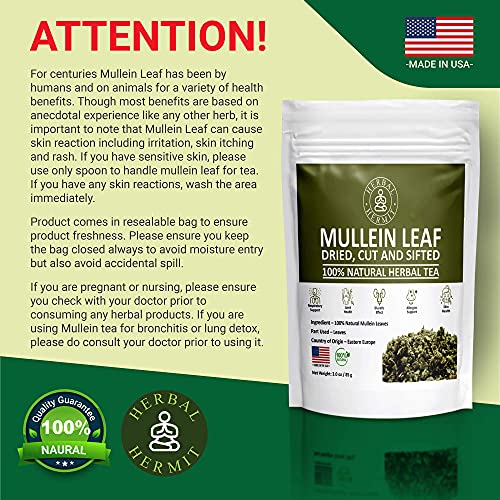 Herbal Hermit Mullein Leaf Tea (3 oz/85 grams) Herb for Respiratory ...
