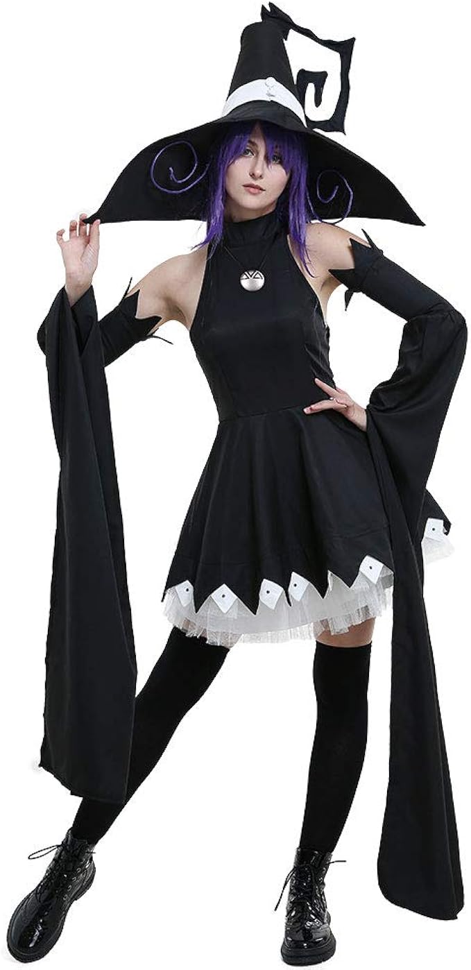 Amazon.com: miccostumes Women's Costume Cat Witch Cosplay Dress Set with Oversleeves and Hat ...