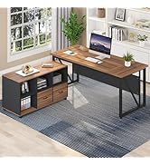 Amazon.com: Tribesigns 63-Inch Executive Computer Desk with 47-Inch ...