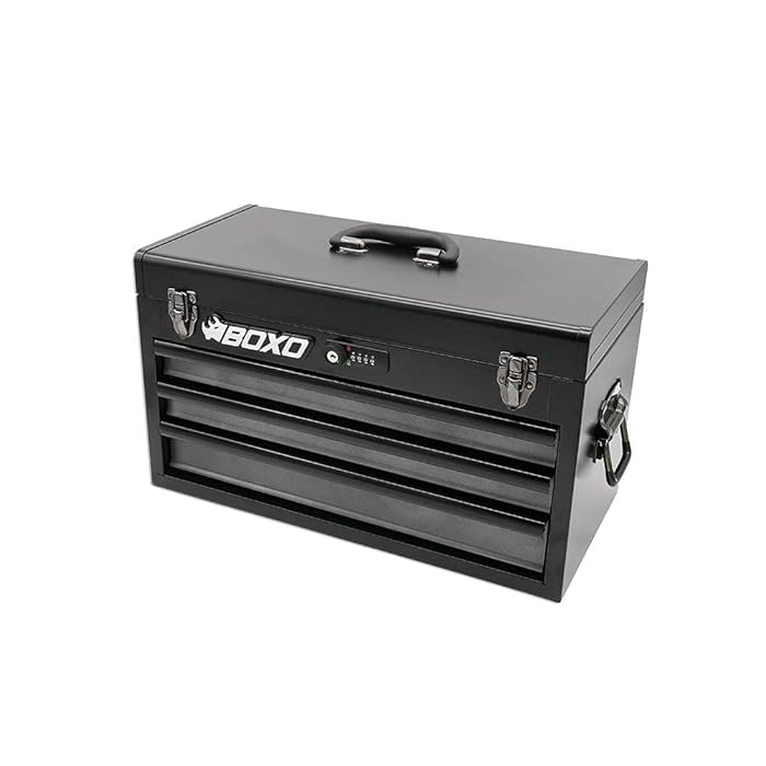 Buy Boxo USA Hand Carry Tool Box 3-Drawer Heavy Duty Steel Toolbox with ...