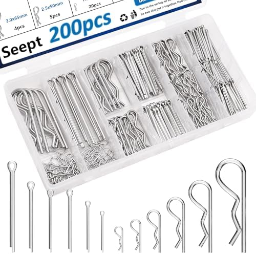 Seept 200pcs 304 Stainless Steel R Clips/Hairpin Cotter Pin Assortment ...