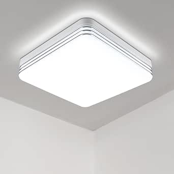 Taoellen Modern Square 24W LED Ceiling Light, Silver Flush Mount ...