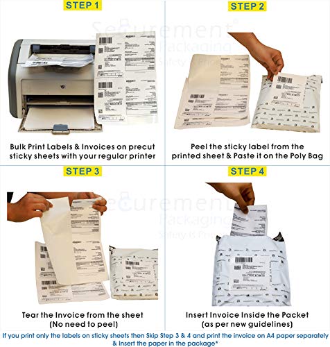 Securement Easyship Sticky Labels (A4 Size Sheet with 4 Pre-Cut Labels ...