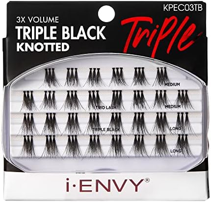Amazon.com: iENVY False Eyelashes Triple Black Knotted Individual Trio ...