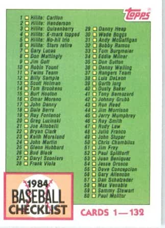Amazon.com: 1984 Topps Baseball Card #114 Checklist : Collectibles ...