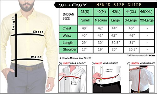 Buy WILLOWY Men's Shirt (Cotton) - Colour_Yellow - Size_44(XL) at Amazon.in