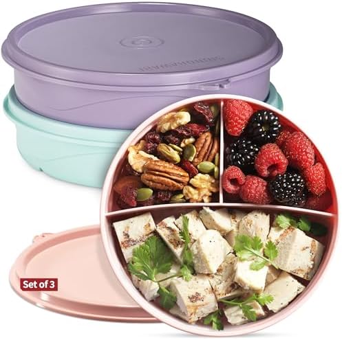 Amazon.com: Snack Containers 3-Pack – 3-Compartment Round Snack ...