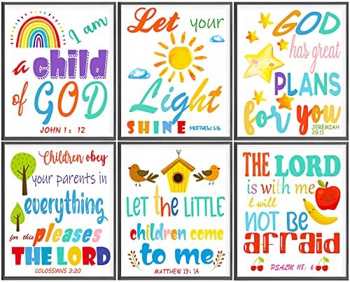 Set of 6 Sunday School Decorations for Classroom Colorful Rainbow Bible ...