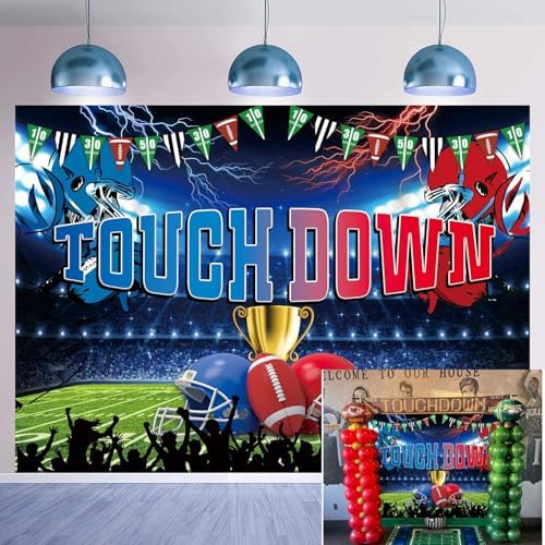 Amazon.com : Football Touch Down Backdrop Football Party Decorations ...