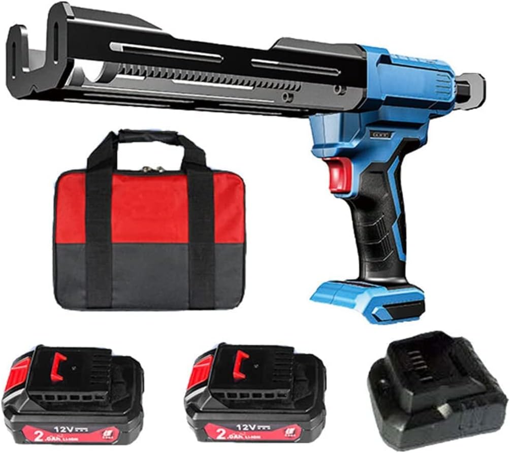 12V Electric Double Cartridge Caulking Gun, Cordless Epoxy with 2 x 12V ...