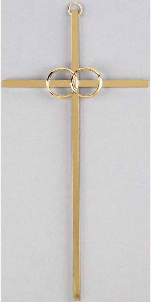 Amazon.com: Cathedral Art Wedding Wall Cross, Entwined Rings Silver ...