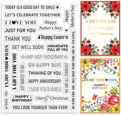 ORIGACH Merry Christmas Sentiments Words Clear Stamps for Card Making ...