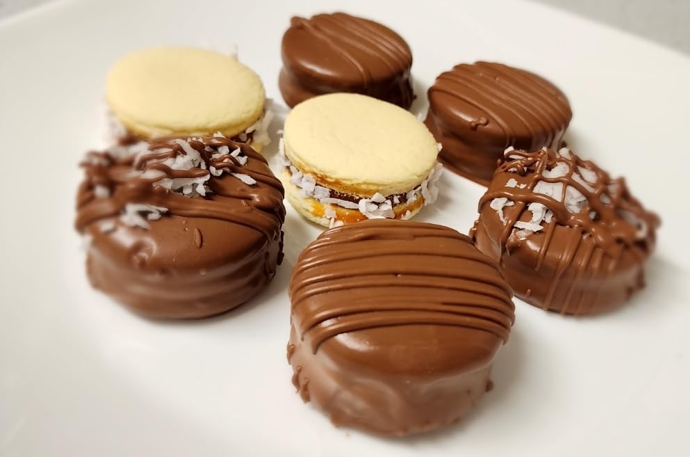 Alfajores de dulce de leche con cobertura de chocolate,6 unidades ...