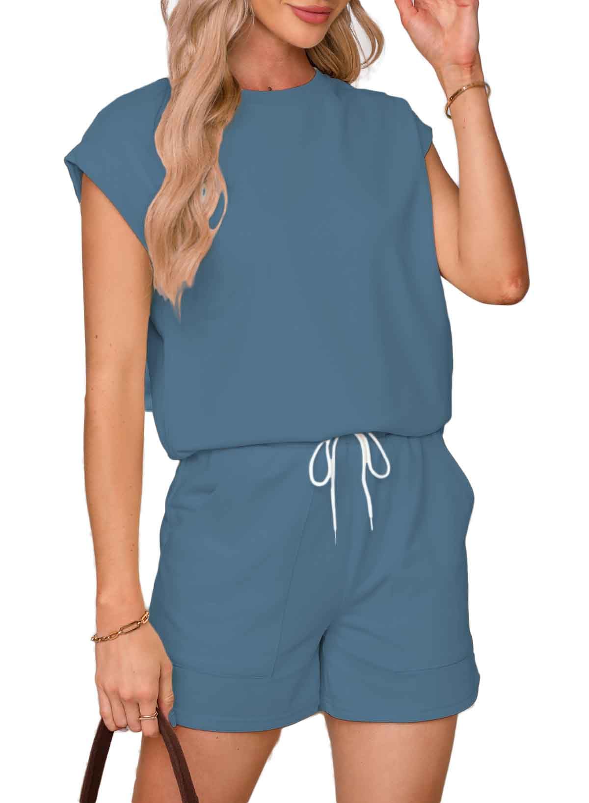 Aleumdr Women's Summer 2 Piece Outfits Lounge Set Sleeveless Top and ...