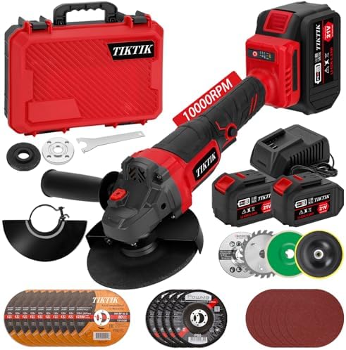 21v Cordless Power Angle Grinder Tool, 9500RPM Brushless 3-Variable ...