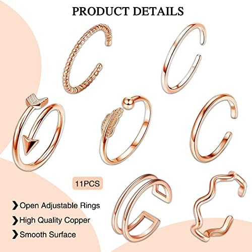 GHYUI Verstellbare Band Fingerringe Set ，Ringe Damen Set, 11 Stücke ...