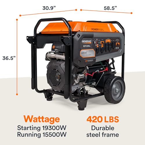 Generac 19,300 Starting Watt Portable Gas Generator - Electric Start ...