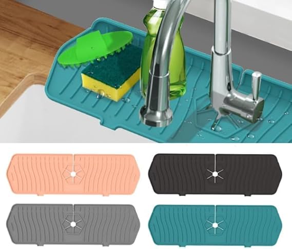 Amazon.com: Silicone Faucet Mat Drip Catcher, Silicone Dish Soap Sponge ...