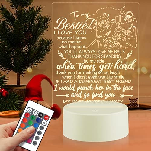 to My Bestie Gifts,3D Illusion Lamp I Love You Friends Night Light for ...