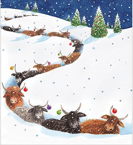 Ling Design Pack of 6 Charity Christmas Cards - 'Highland Cow in the ...