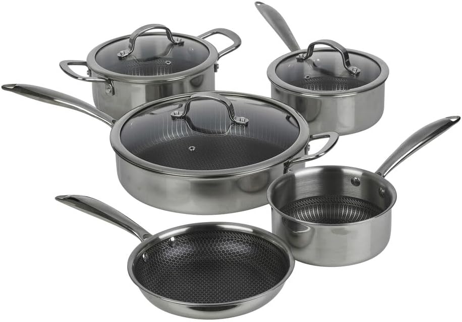 HEXTEC Laser Etched Honeycomb Non Stick Stainless Steel Cookware Pots ...