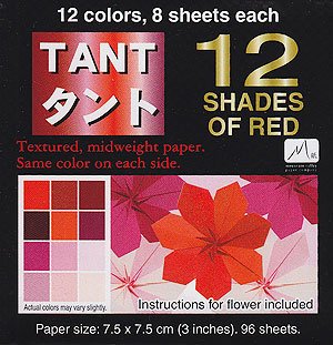 Amazon.com: Japanese Tant Origami Paper- 12 Shades of Red 3 Inch Square