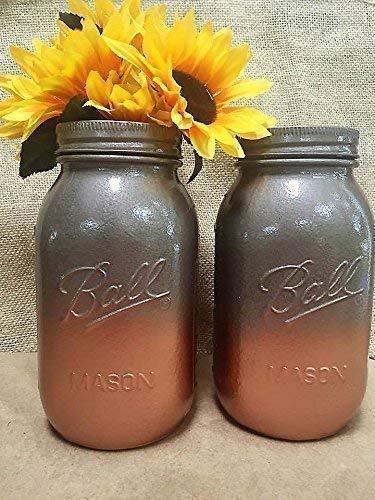 Amazon.com: Set of 2 Brown Hammered and Copper Mason Jars With Lids ...