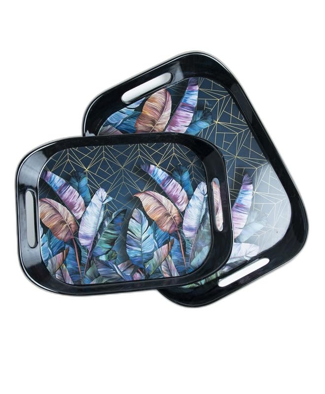 Superware Melamine Serving Tray Set of 2 Emerald Canopy Design ...