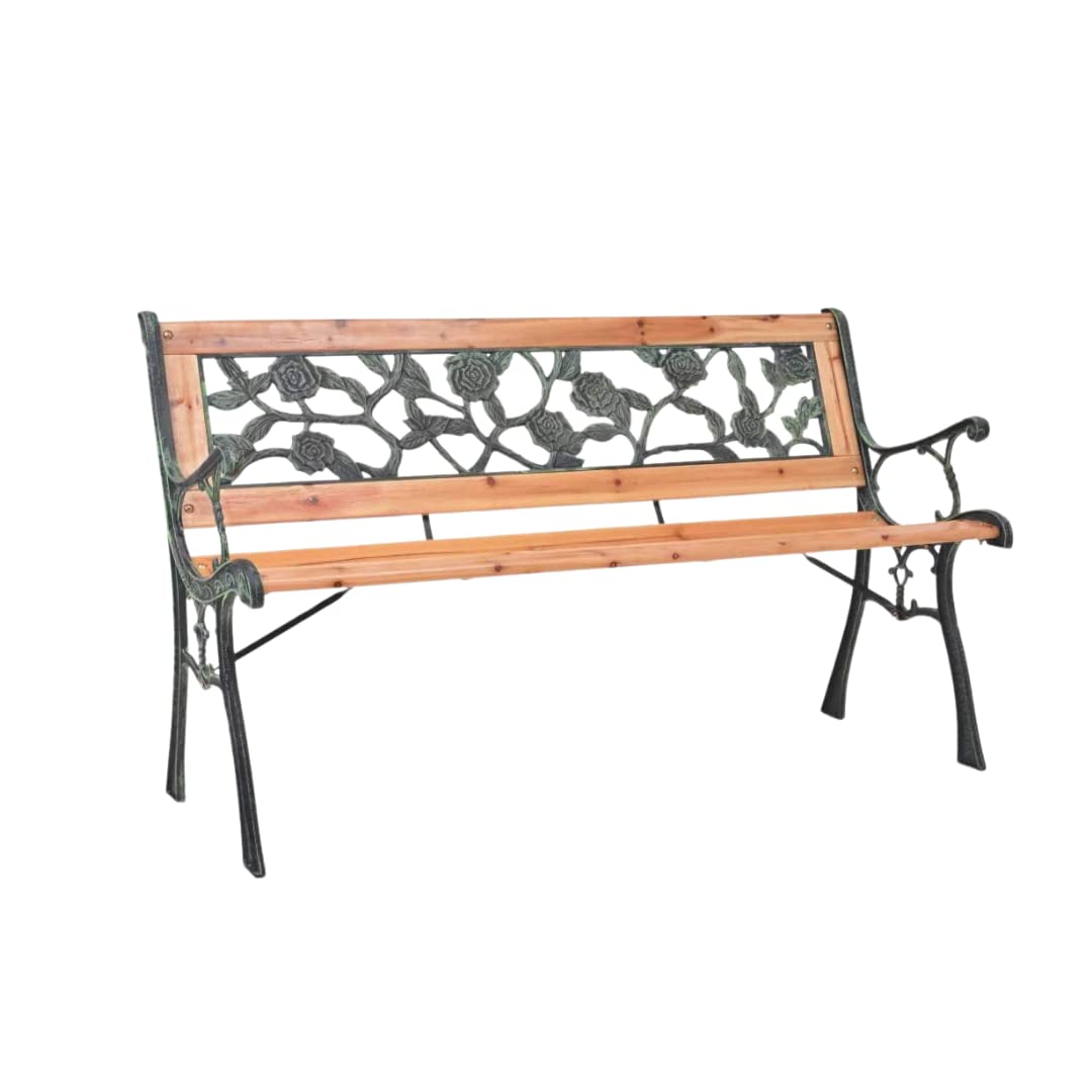 Buy Garden MileCast Iron Effect Wooden 3 Seater Garden Bench ...