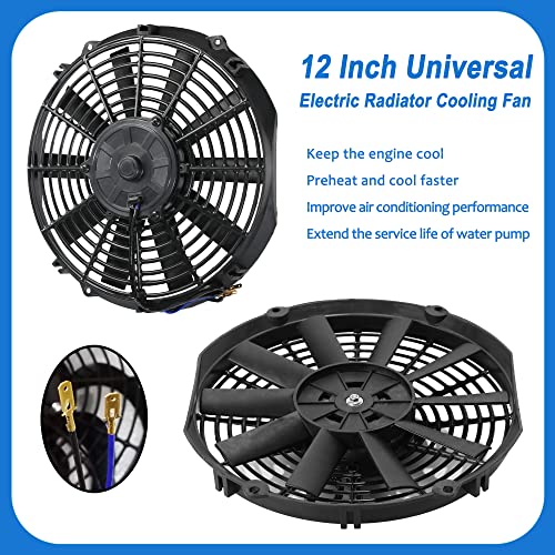 12 Inch Electric Radiator Cooling Fans Push Pull Universal Slim Fan 12V ...