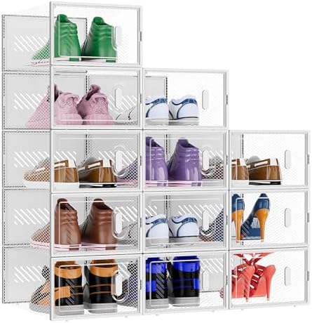 Amazon.com: BALEINE 12 Pack Stackable Shoe Storage Boxes Fit Size 9 ...