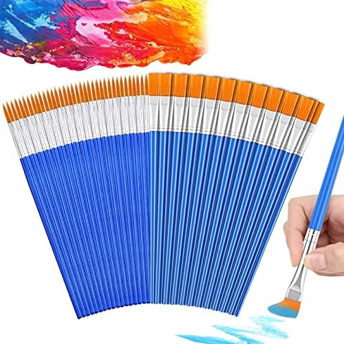 60 Pcs Flat and Pointed Paint Brushes Kits, Fine Acrylic Paint Brushes ...