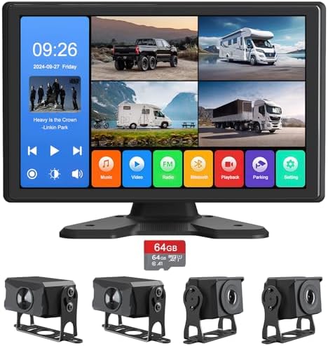 Amazon.com: 4 Channel Backup Camera System,Touchable 10.26 inch Monitor ...