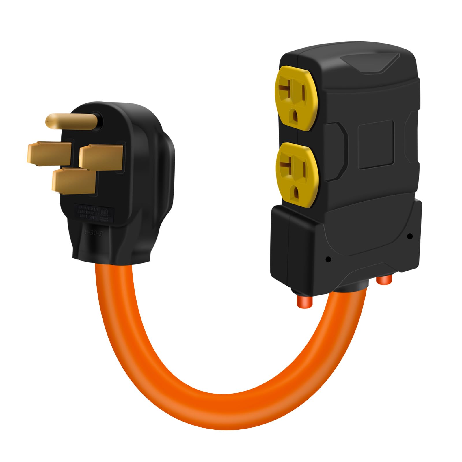 OPL5 50 Amp to 110 RV Distribution Adapter, NEMA 14-50P to 4 X 5-20R/5 ...