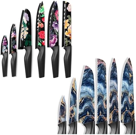 Amazon.com: 12 Pcs Flower Kitchen Knife Set and 12 Pcs Stratigraphic ...