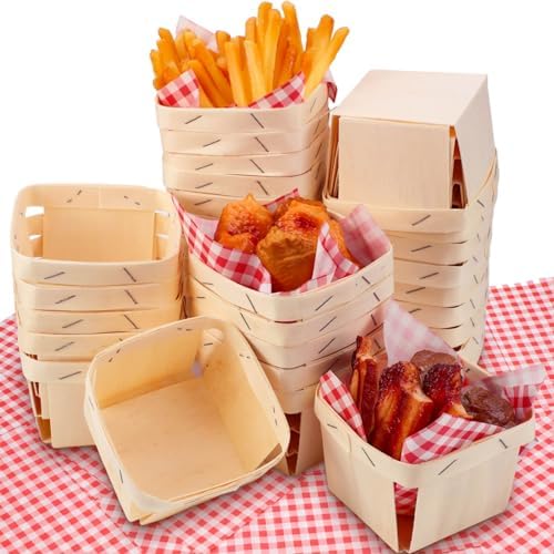 Amazon.com: Geosar 30 Pcs One Quart Wooden Berry Baskets Bulk 5.75 Inch ...