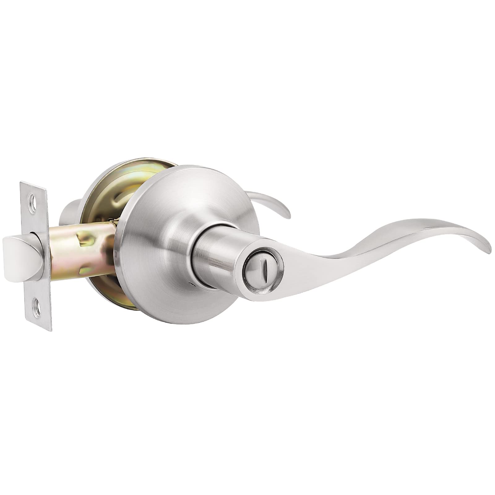 Snapklik.com : 1 Pack Privacy Door Levers Brushed Nickel Lever Door ...