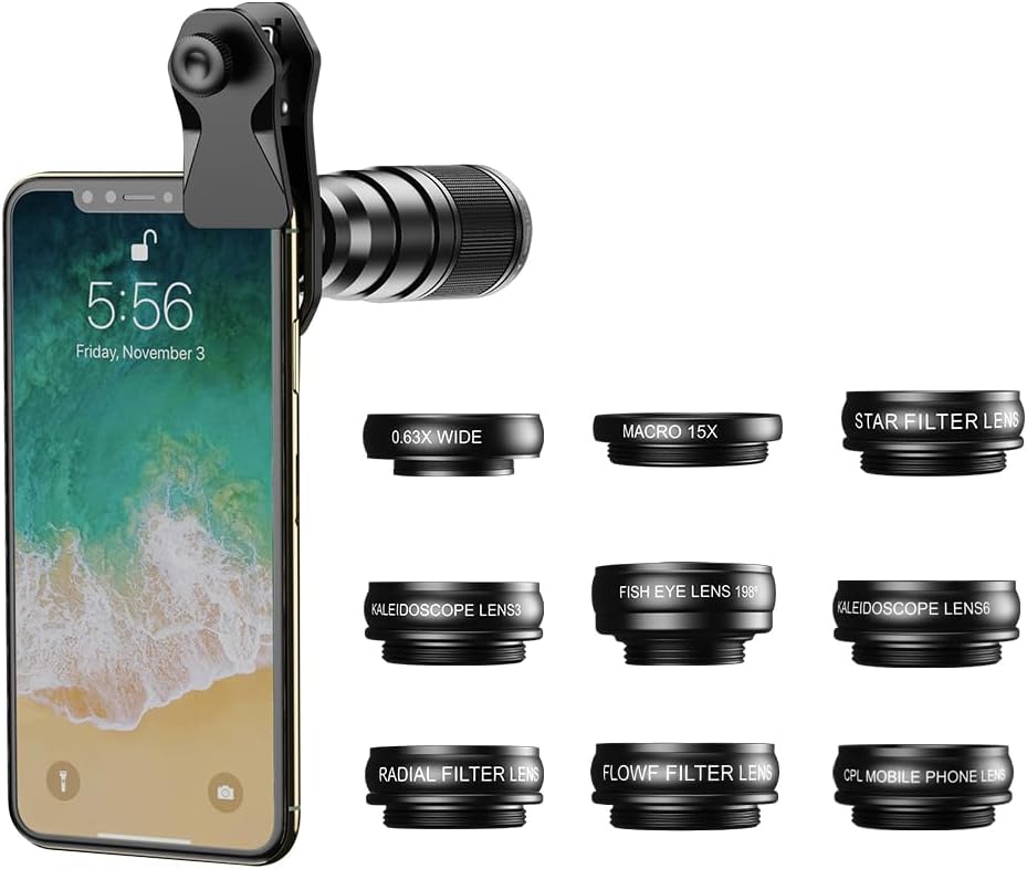 Amazon.com: APEXEL 10 in1 Phone Camera Lens Kit 22X Telephot 15X Wide ...