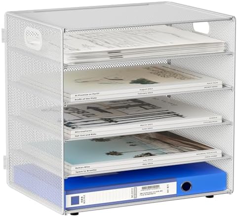 EasyPAG 5 Tier Desktop A4 Office Mesh Tray Desk Tidy File Holder Paper ...